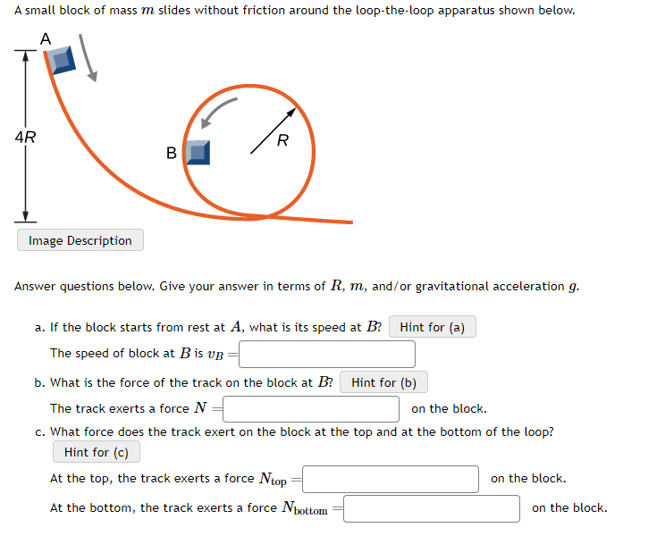 Solved A small block of mass m slides without friction | Chegg.com