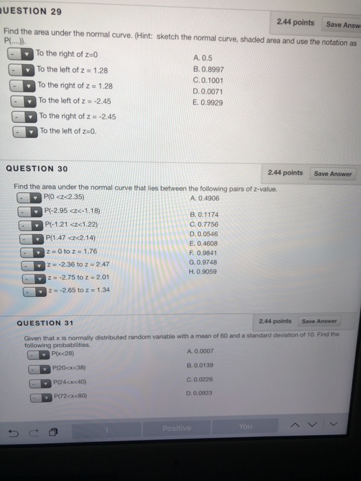 Solved UESTION 29 2.44 points Save Answ Find the area under | Chegg.com