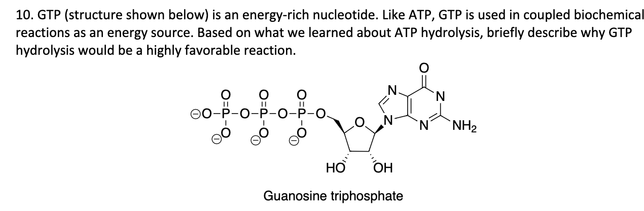 Solved 10 Gtp Structure Shown Below Is An Energy Rich