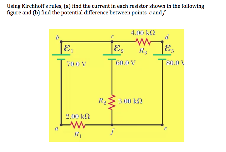 Solved Using Kirchhoffs rules, (a) find the current in each | Chegg.com