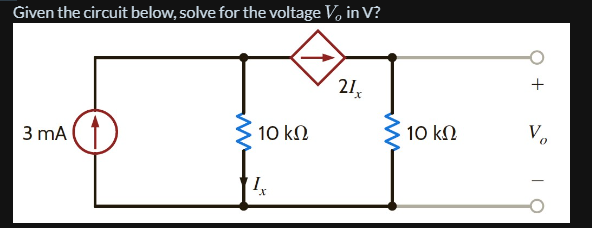 Solved Given the circuit below, solve for the voltage Vo ﻿in | Chegg.com