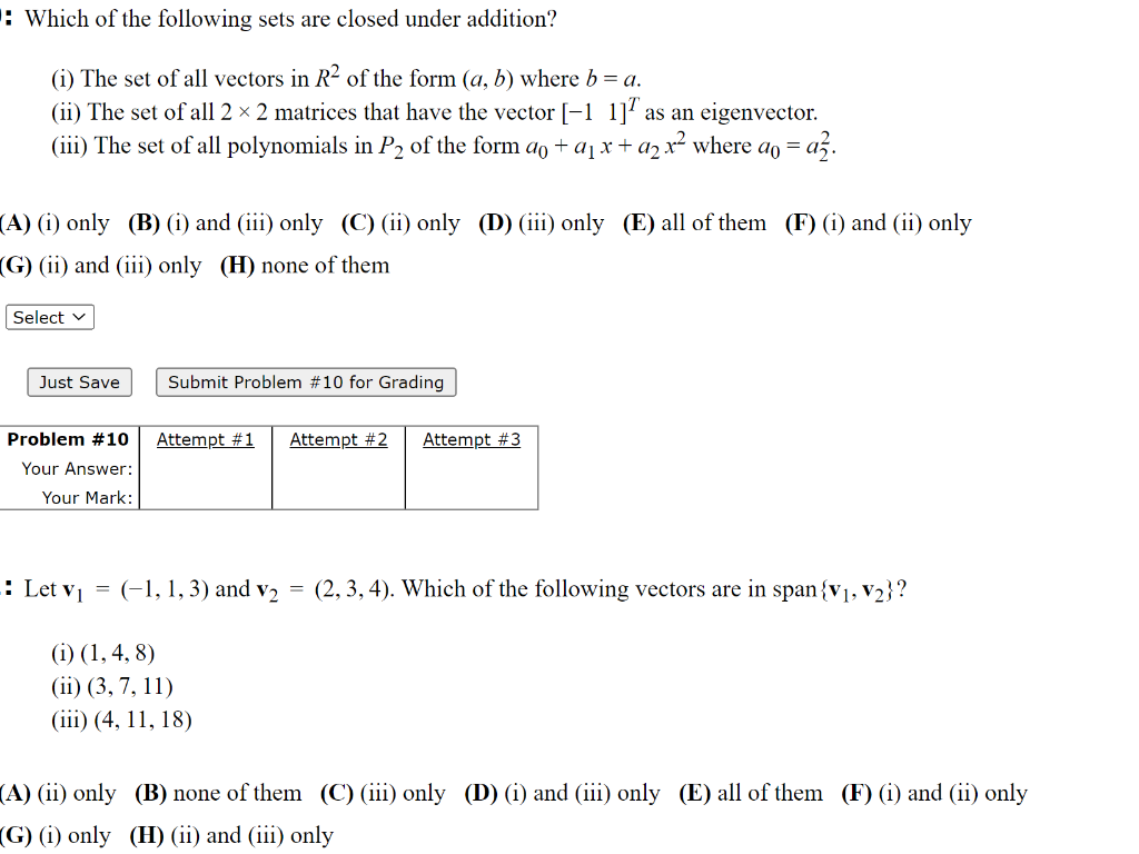 Solved : Which of the following sets are closed under | Chegg.com