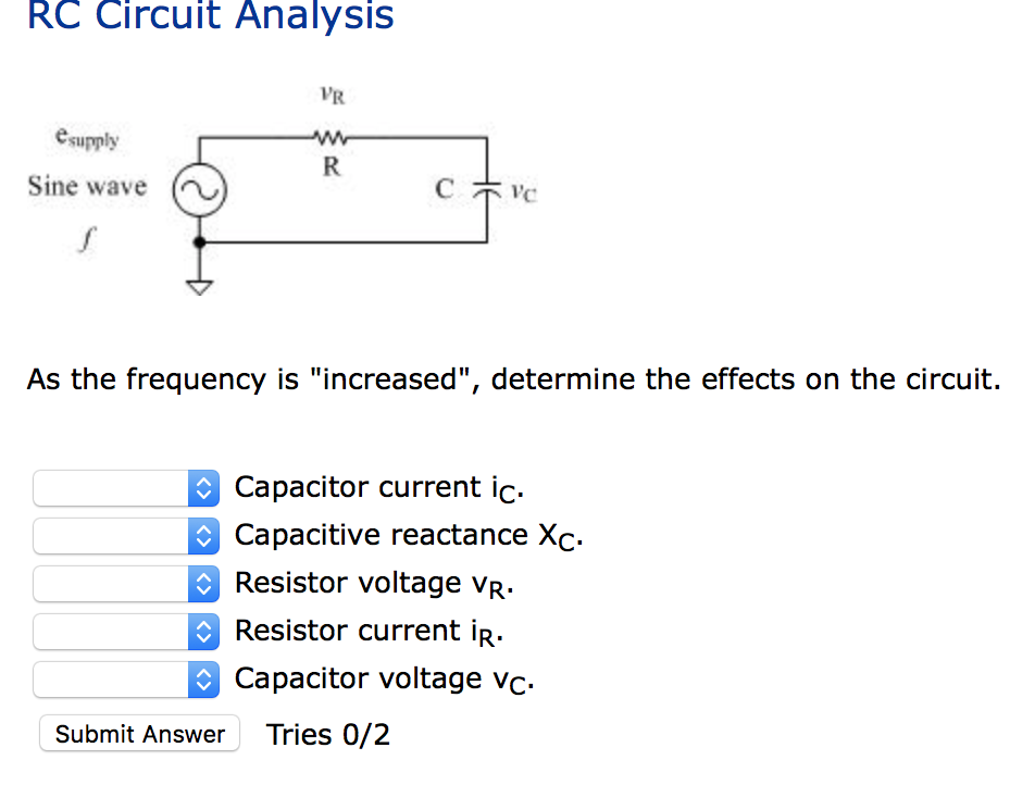 Solved RC Circuit Analysis esupply Sine wave As the | Chegg.com