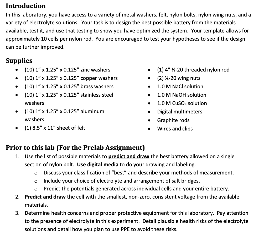 Introduction In this laboratory, you have access to a | Chegg.com