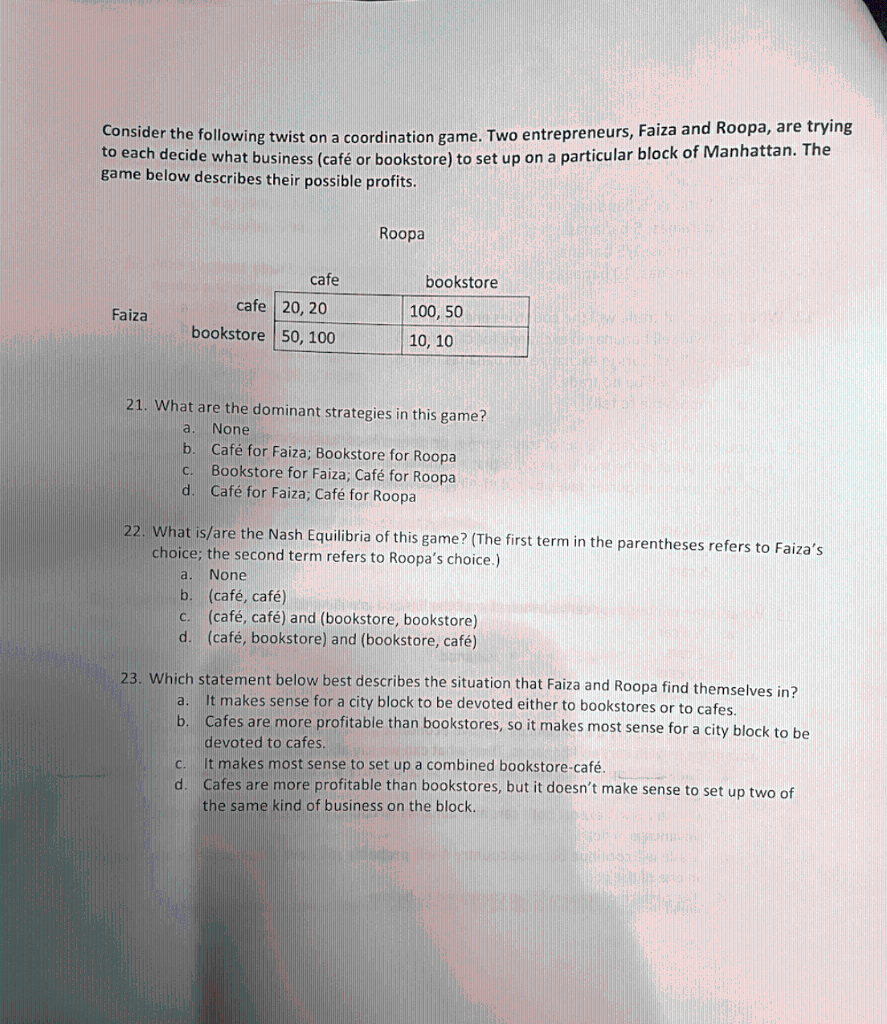Solved Consider the following twist on a coordination game. | Chegg.com