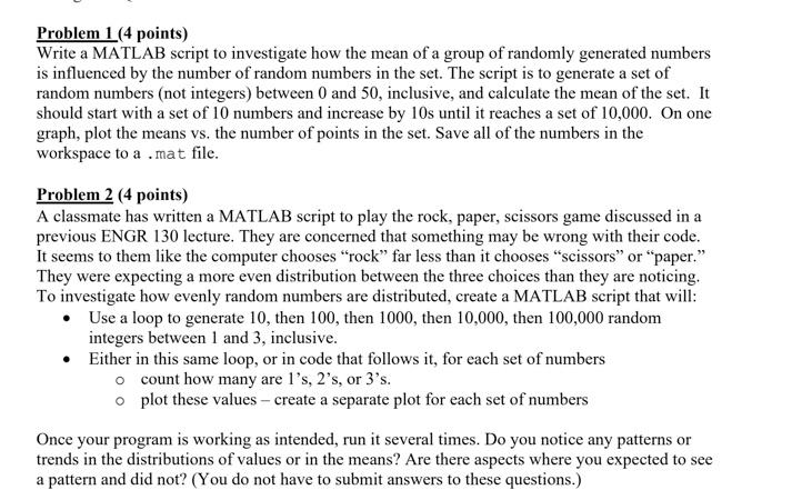 Problem 1 (4 points) Write a MATLAB script to | Chegg.com