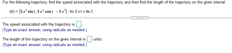 Solved For the following trajectory, find the speed | Chegg.com