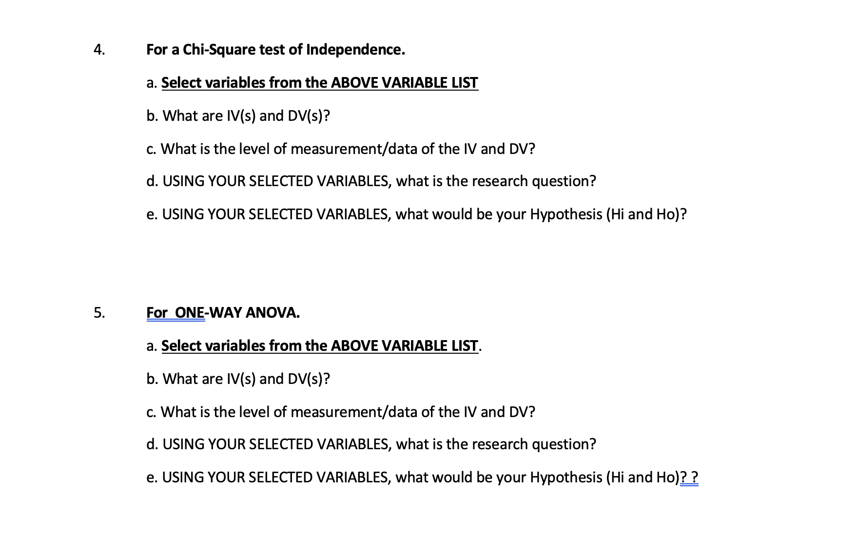 Solved STATISTICAL TECHNIQUES - IV(s), DV(s), Research | Chegg.com
