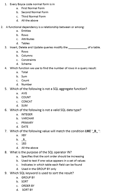 Solved ? 1. SQL provides the AS keyword, which can be used | Chegg.com