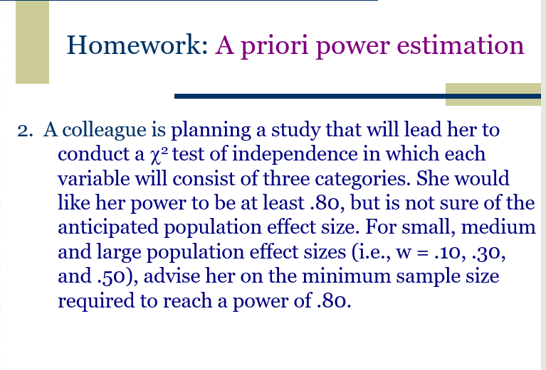 Solved Homework: A priori power estimation 2. A colleague is | Chegg.com