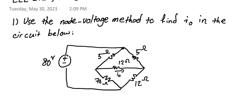 Solved 1 Use The Node Voltage Method To Find I0 In The 
