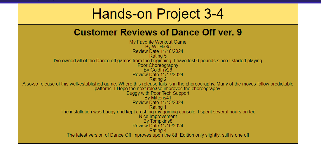 Solved Hands-on Project 3-4 Customer Reviews of Dance Off | Chegg.com