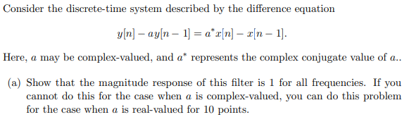 Solved Consider the discrete-time system described by the | Chegg.com