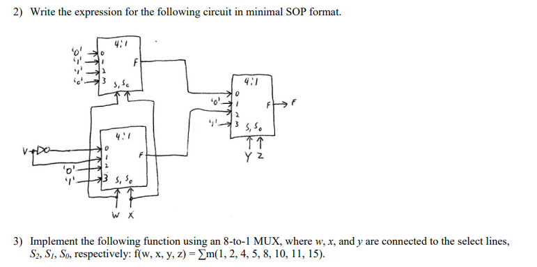 Solved 2) Write the expression for the following circuit in | Chegg.com