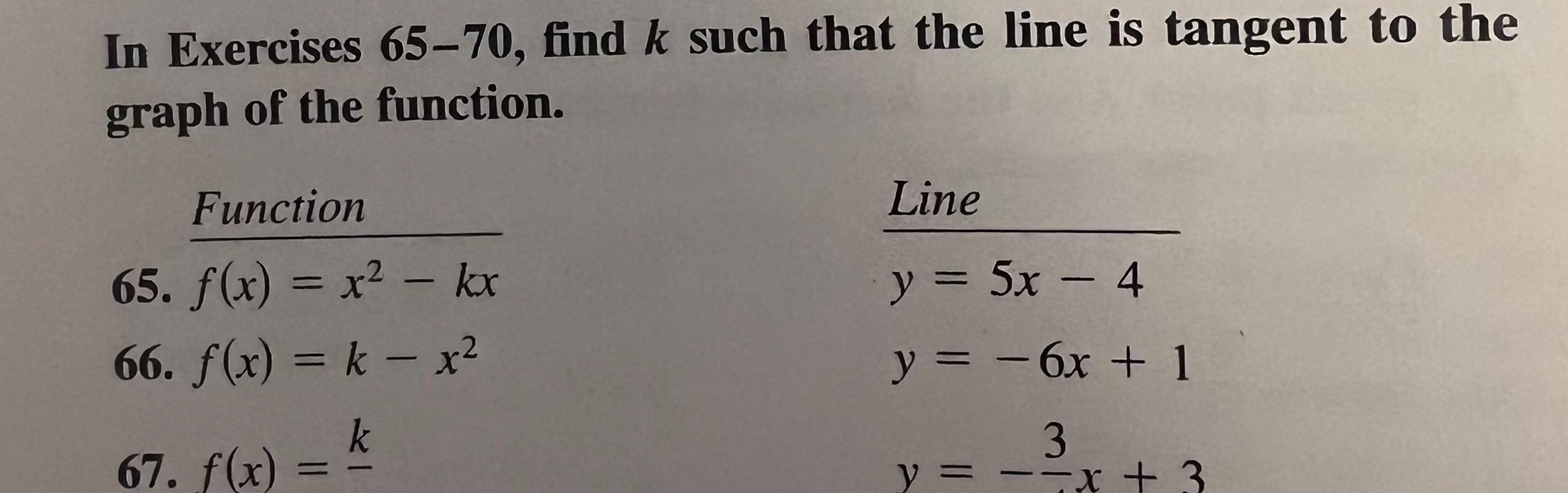 Solved In Exercises 65−70, find k such that the line is | Chegg.com