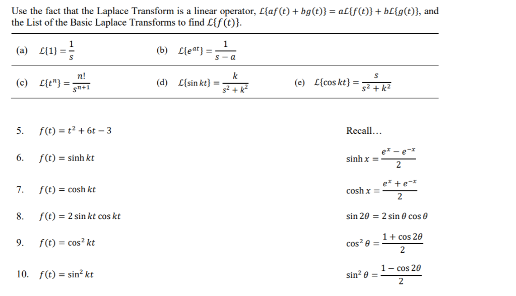 Solved Use the fact that the Laplace Transform is a linear | Chegg.com