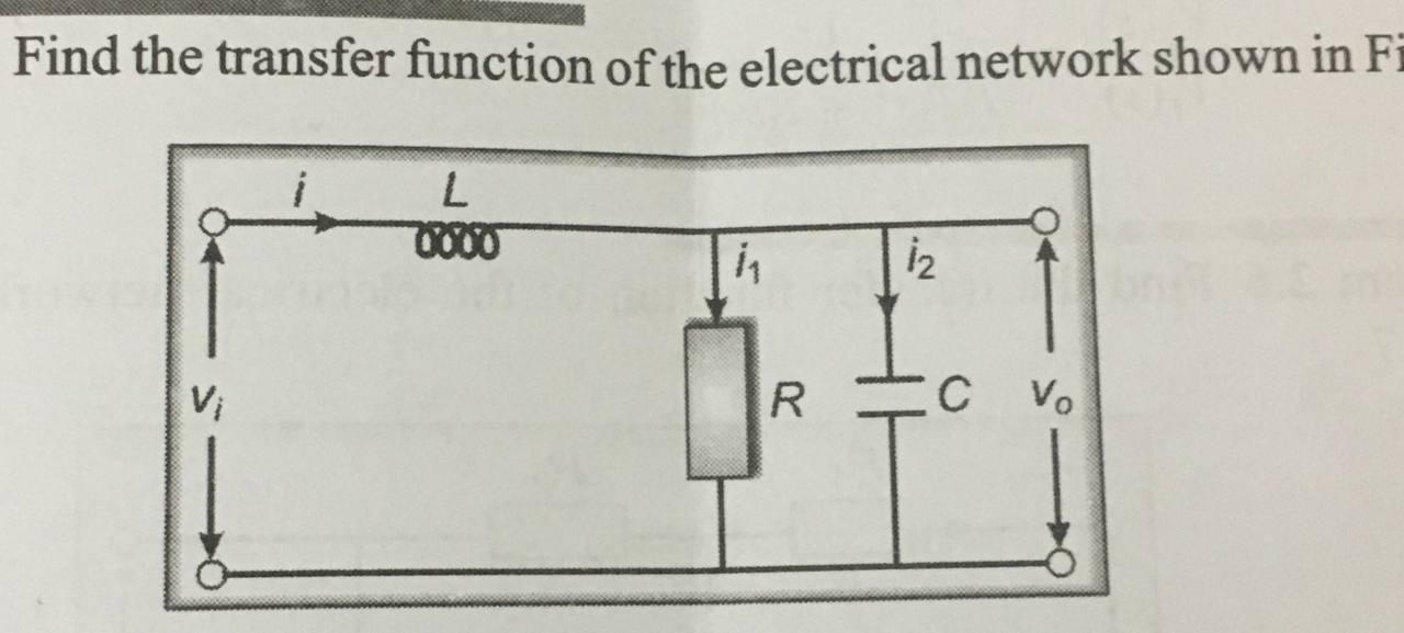 Solved Find the transfer function of the electrical network | Chegg.com