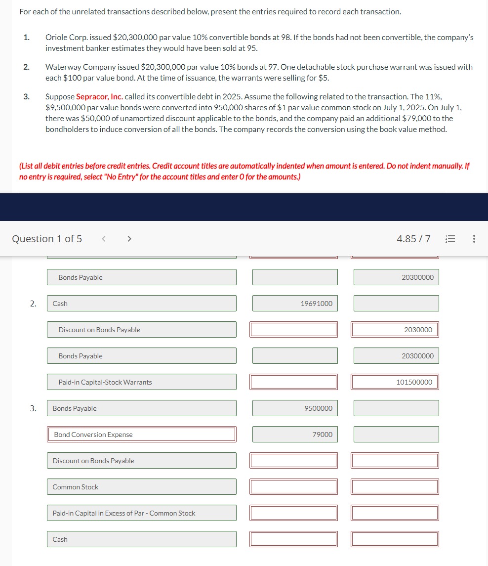 Solved Question 1 ﻿of 5Bonds Payable]\table[[2.,],[Discount | Chegg.com