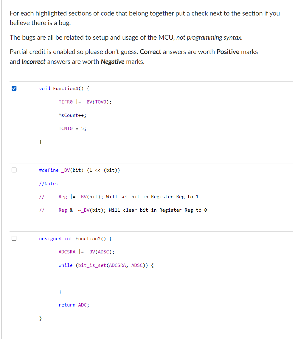 Solved For each highlighted sections of code that belong | Chegg.com