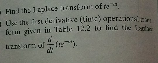 Solved Find the Laplace transform of te at Use the first | Chegg.com