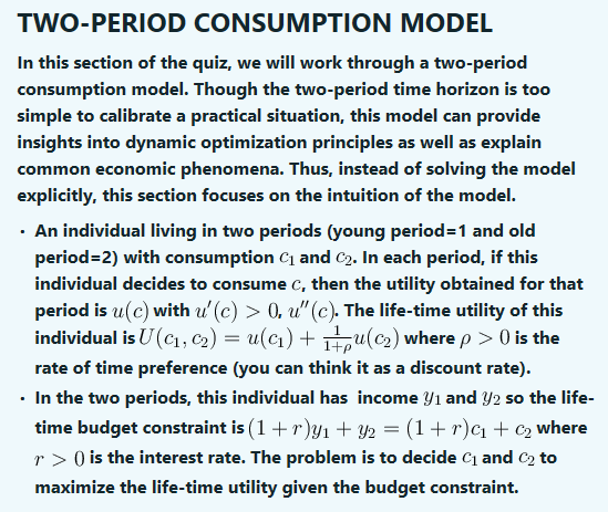 Solved TWO-PERIOD CONSUMPTION MODEL In this section of the | Chegg.com