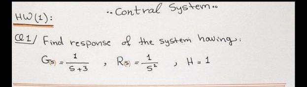 Solved HW (1) ..Contral System.. 1/ Find response 1 5+3 of | Chegg.com