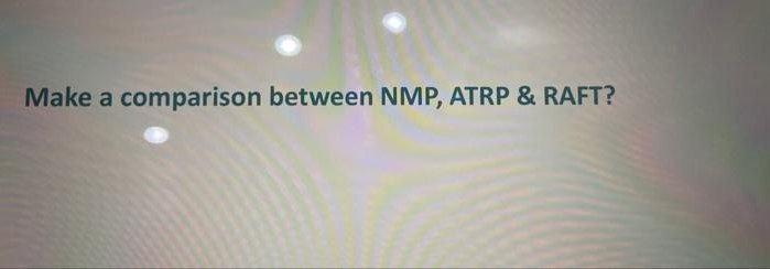 Solved Make a comparison between NMP, ATRP & RAFT? | Chegg.com
