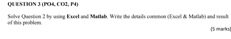 QUESTION 3 (PO4, CO2, P4) Solve Question 2 by using | Chegg.com