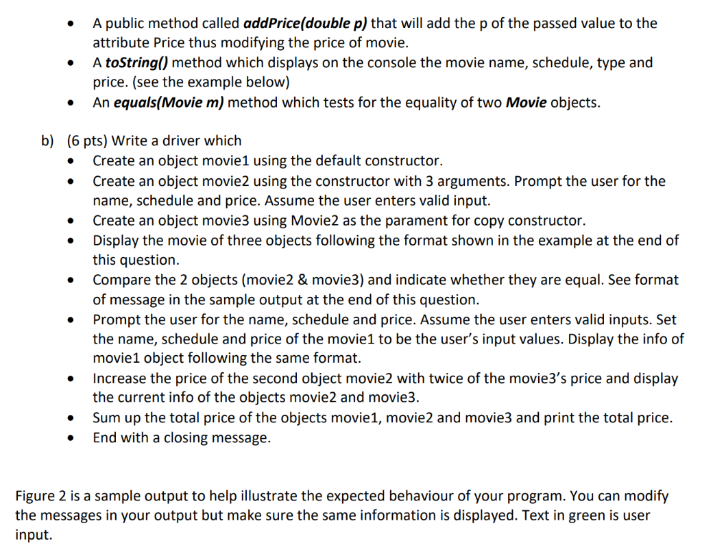 Solved Question 2 – (12.5 pts) Implementing & using Classes. | Chegg.com