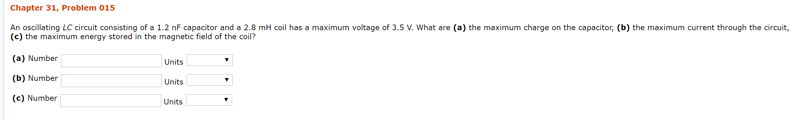Solved Chapter 31, Problem 015 An oscillating LC circuit | Chegg.com