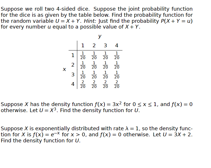 Solved Suppose we roll two 4-sided dice. Suppose the joint | Chegg.com