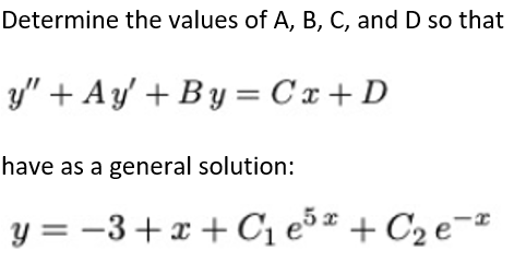 Solved Determine the values of A, B, C, and D so that y" + | Chegg.com