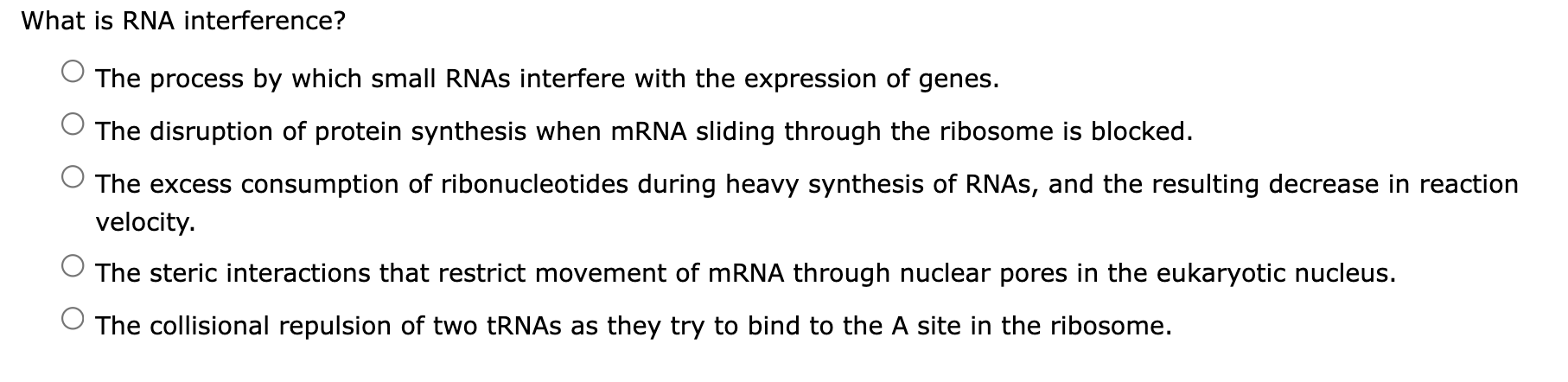 Solved What is RNA interference? The process by which small | Chegg.com