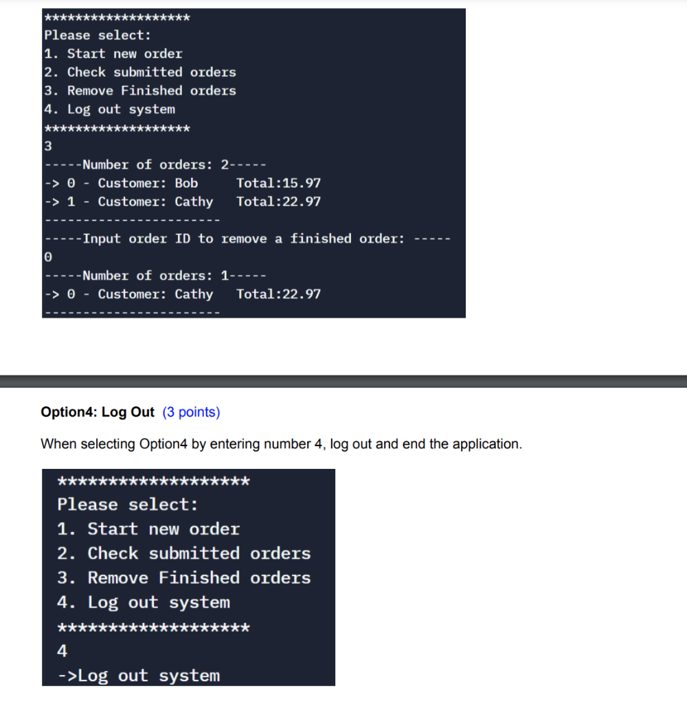 Solved The Order Management Application with Command-Line | Chegg.com