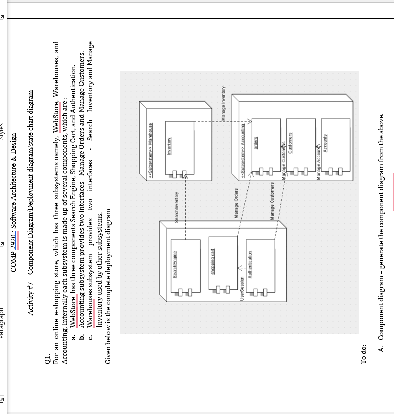 Solved COMP 2920. Software Architecture \& Design Activity | Chegg.com