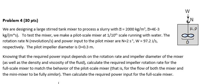 Solved Problem 4 (30 pts) UP kg/(m*s). To test the mixer, we | Chegg.com