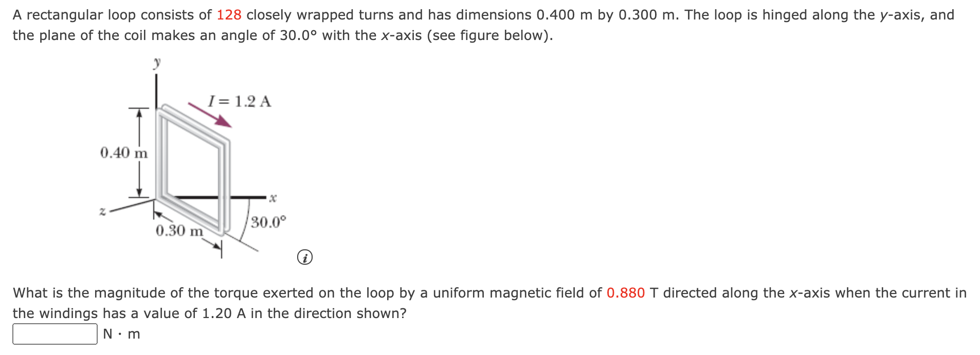Solved A rectangular loop consists of 128 closely wrapped | Chegg.com