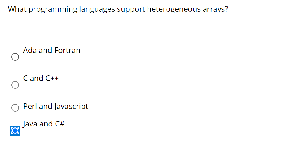 Solved What programming languages support heterogeneous | Chegg.com Solved What programming languages support heterogeneous | Chegg.com