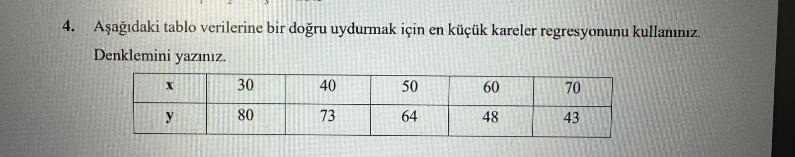 Solved Use least squares regression to fit a line to the | Chegg.com