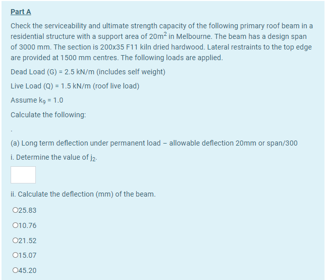 Solved Part A Check the serviceability and ultimate strength | Chegg.com