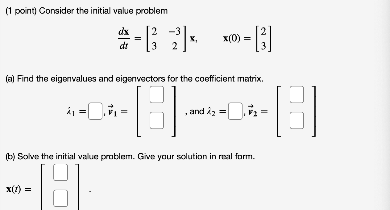 Solved (1 point) Consider the initial value problem 4 - [ ] | Chegg.com