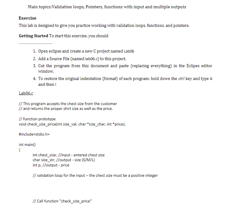 Solved Main topics:Validation loops, Pointers, functions | Chegg.com