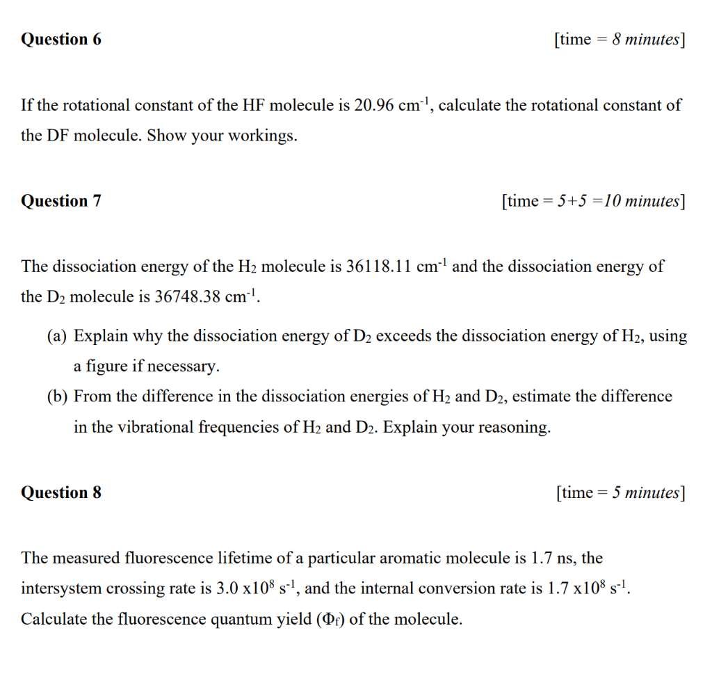 Solved If The Rotational Constant Of The Hf Molecule Is