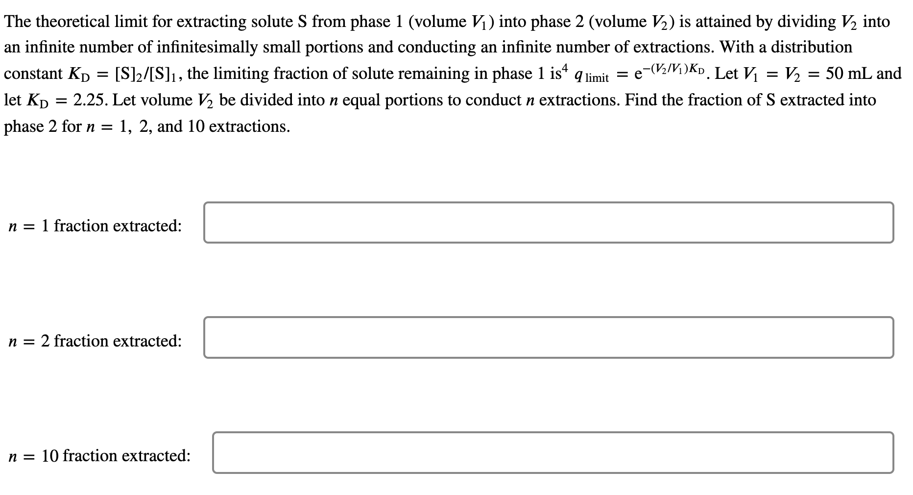Solved The theoretical limit for extracting solute S from | Chegg.com