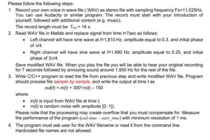 Solved Please follow the following steps: 1. Record your own | Chegg.com