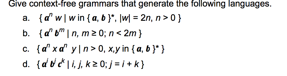 Solved Give context-free grammars that generate the | Chegg.com