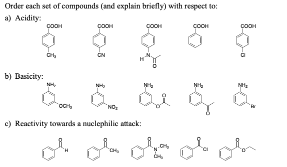 Solved Order each set of compounds (and explain briefly) | Chegg.com