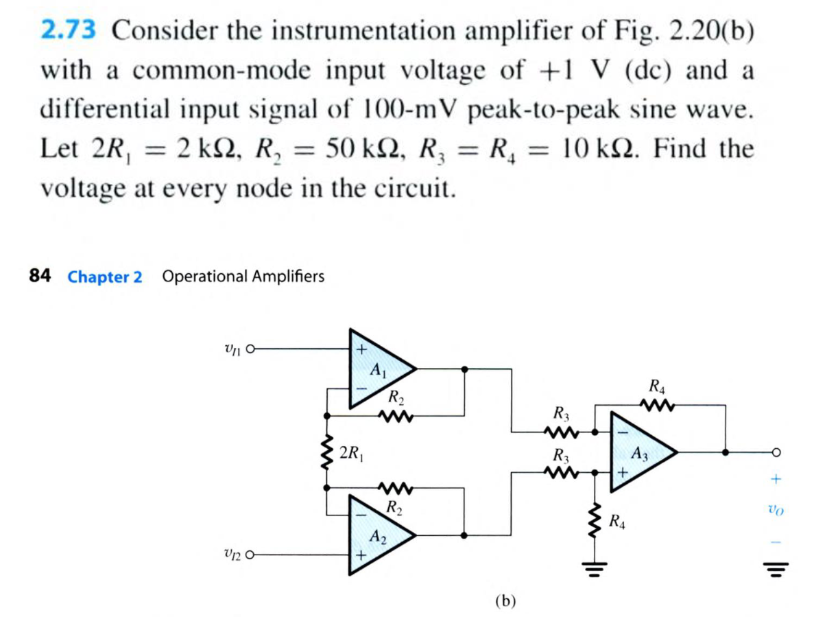 Solved 2.73 Consider the instrumentation amplifier of Fig. | Chegg.com