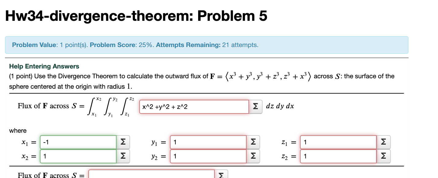 Solved Hw34-divergence-theorem: Problem 5 Problem Value: 1 | Chegg.com