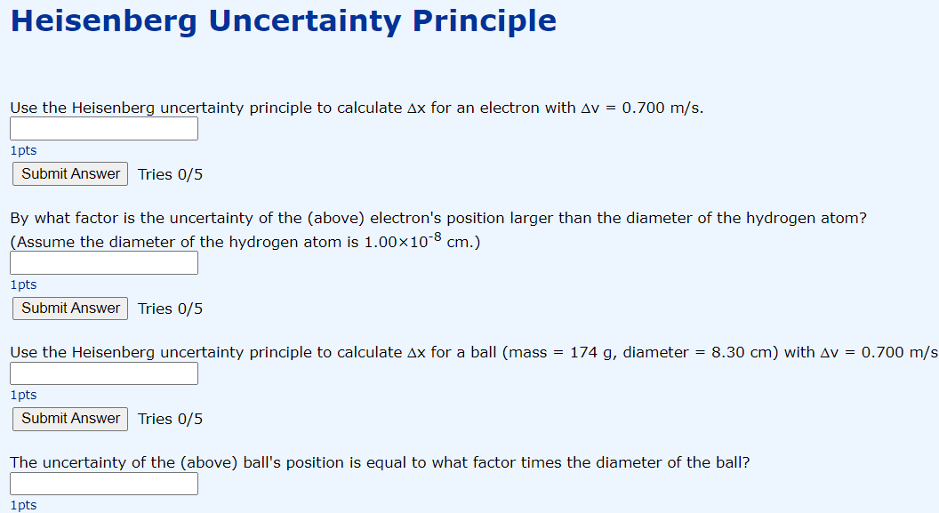 Solved Heisenberg Uncertainty Principle Use the Heisenberg | Chegg.com